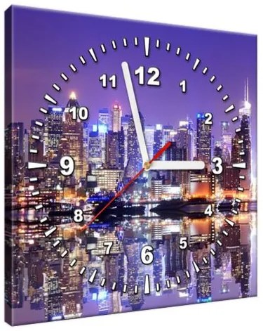 Tištěný obraz s hodinami Osvětlený Manhattan 30x30cm ZP1287A_1AI