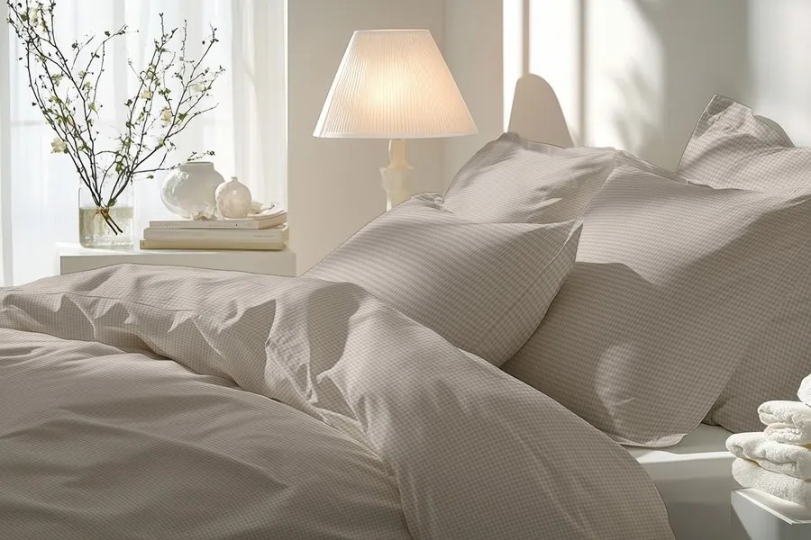 Florella Saténové povlečení Edel Satin Karo Five Linen Rozměr: 70x90 + 140x200 cm