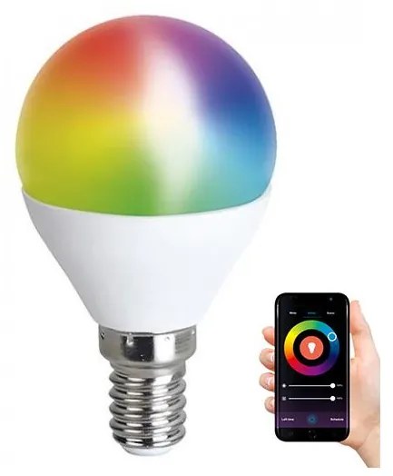 Solight Chytrá WiFi žárovka LED miniglobe E14 5W RGB