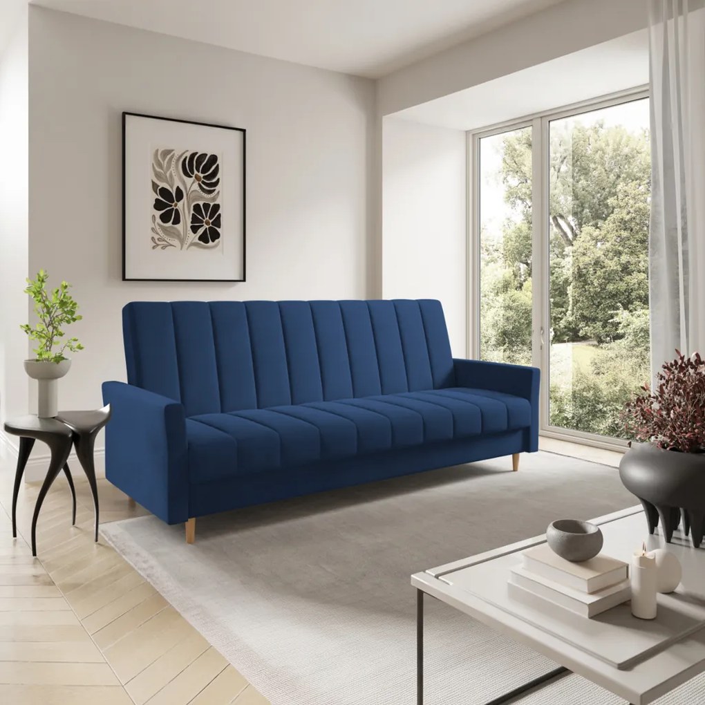 Eka Rozkládací pohovka SANY, 227cm Výběr nohou: Přírodní, Barva látky: Tmavě hnědá (Alfa 09)