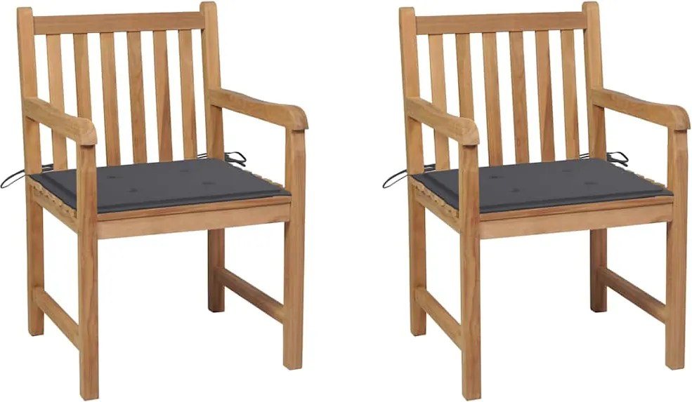 Zahradní židle 2 ks s antracitovými poduškami masivní teak 3062730
