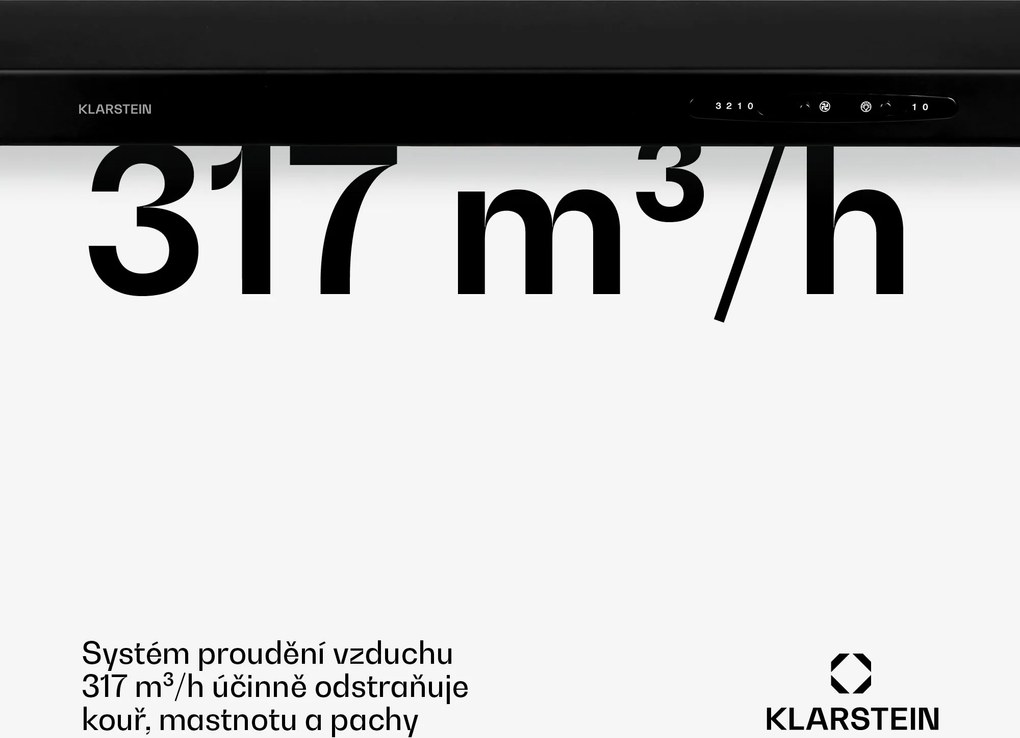 Klarstein UW60BL, digestoř, 60 cm, podskříňková, 317 m³/h, černá