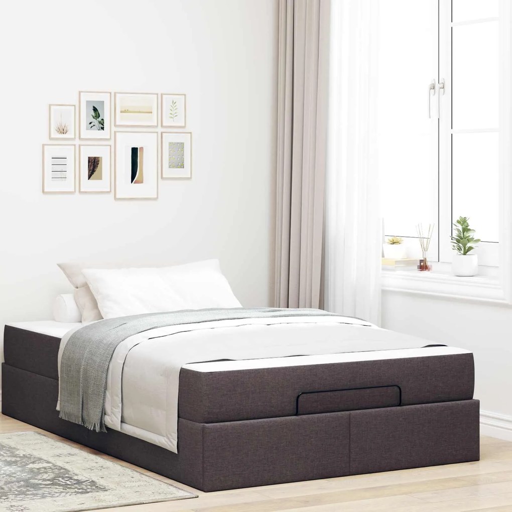 Rám postele s matrací 2 ks Žlutohnědá textil 3399483