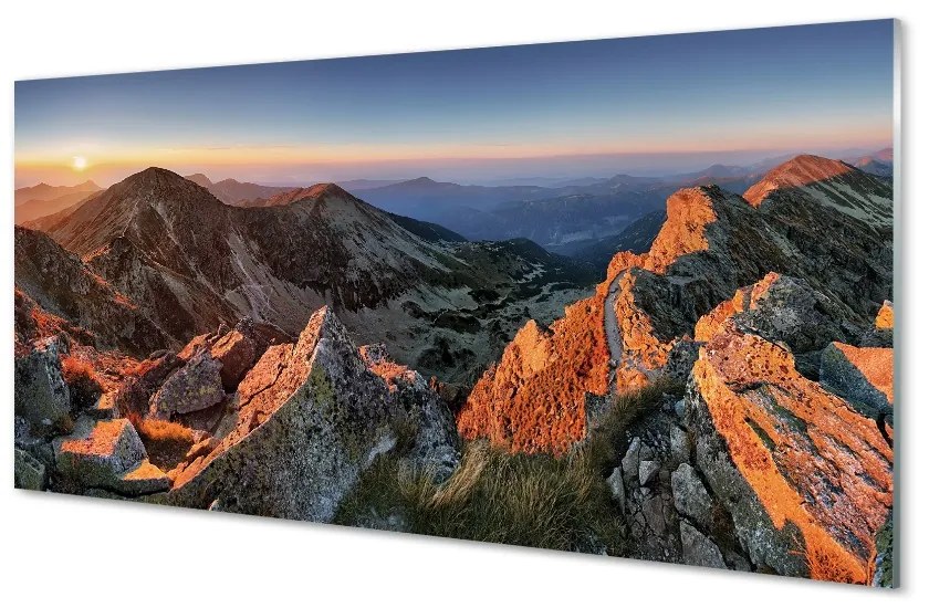 Obraz na skle Horské slunce 120x60 cm
