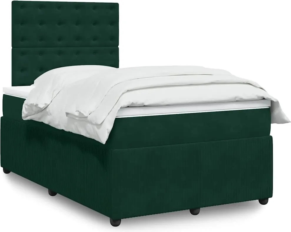 Box spring postel s matrací tmavě zelená 120x190 cm samet 3292301