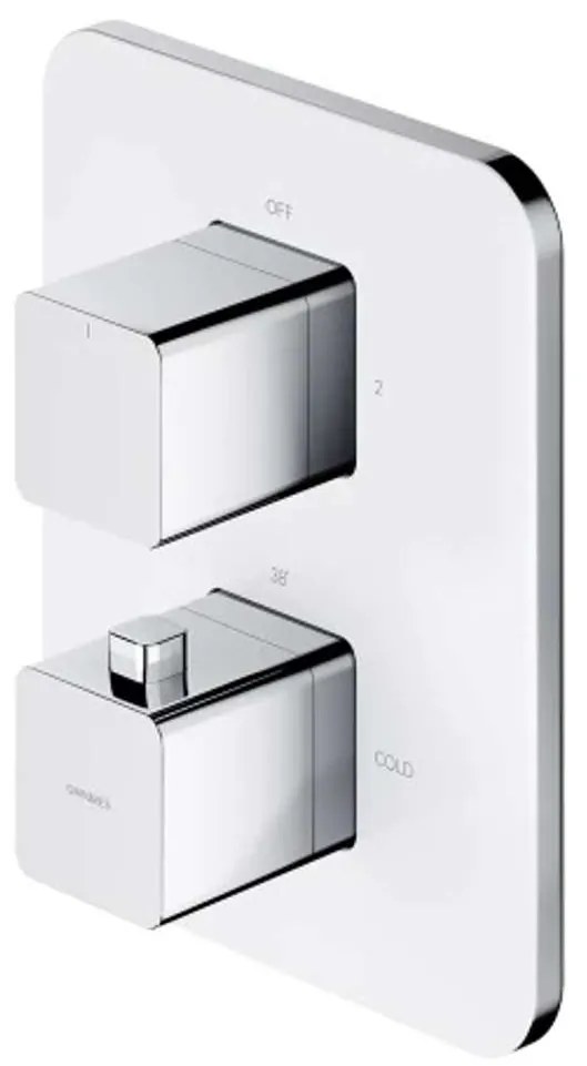 OMNIRES Parma - Termostatická baterie pod omítku, pro 2 spotřebiče, s tělesem, chrom/bílá PM7436CRB