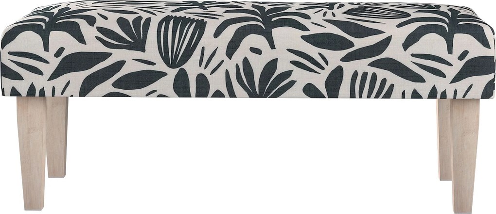Dlouhá lavička 100x40cm barva černá látka pletený vzor, vzorované