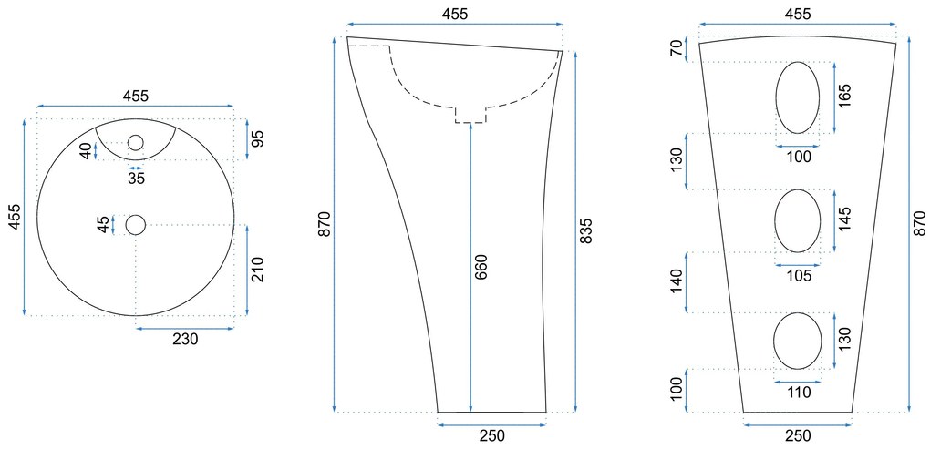 Rea Agnes, volně stojící umyvadlo 455x455x870mm, bílá lesklá, REA-U9906