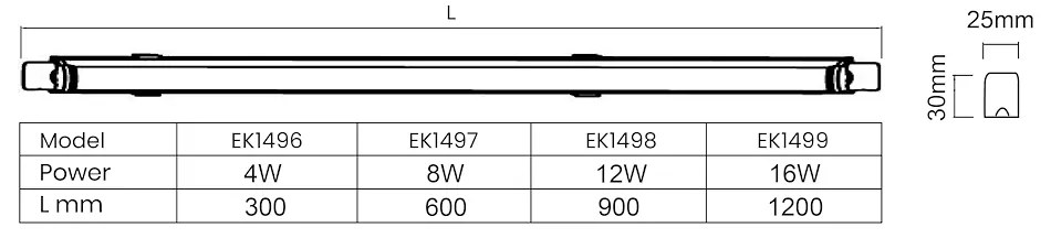 LED svítidlo Vito, 1x LED 16w, 4000k, w, (120 cm), vypínač
