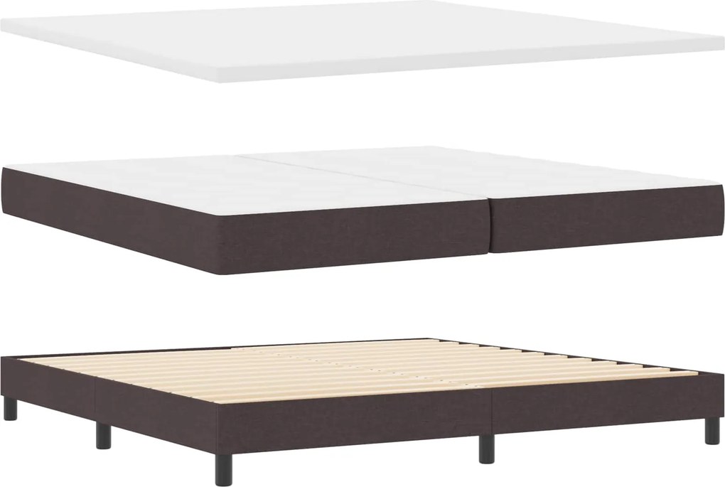Postel s boxspringem s čelo Tmavě hnědá 200 x 200 cm textil 3341191