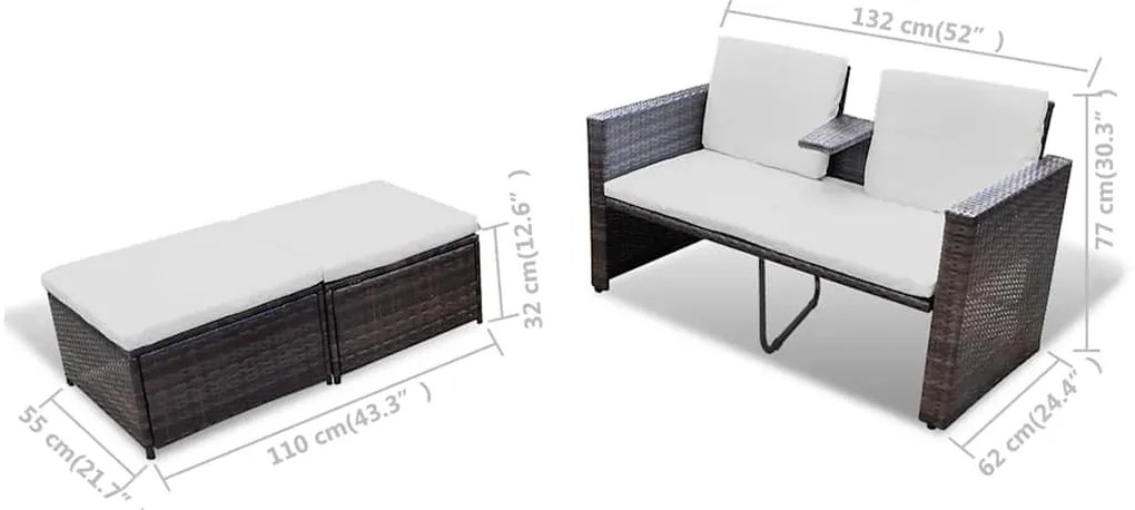 vidaXL Marketos 4dílná zahradní sedací souprava s poduškami polyratan hnědá