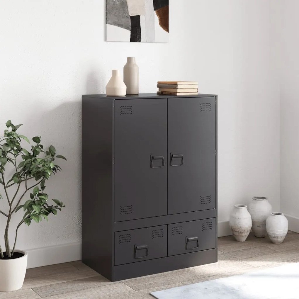 Highboard černý 67 x 39 x 95 cm ocel