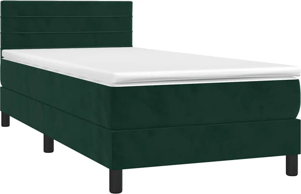 Box spring postel s matrací tmavě zelená 80 x 200 cm samet 3141332
