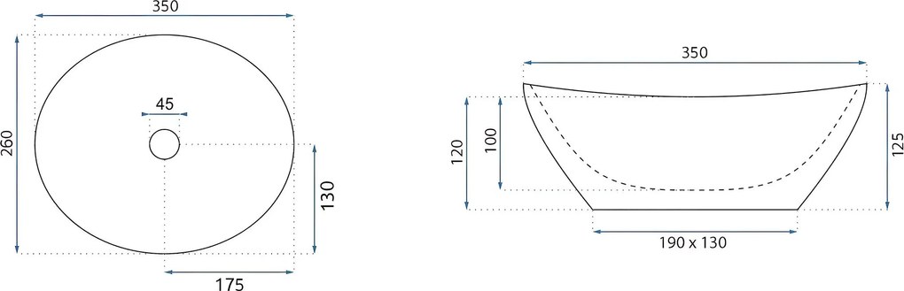 Rea Sofia Mini, umyvadlo na desku 350x260x125 mm, imitace kamene - kashmir, REA-U9238
