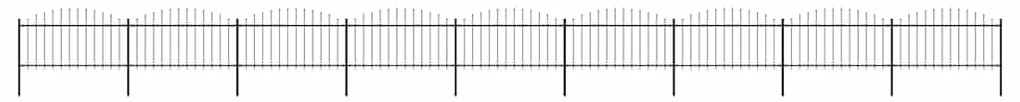 Zahradní plot s kopím nahoře ocelový 1506 x 150 cm černý 277738