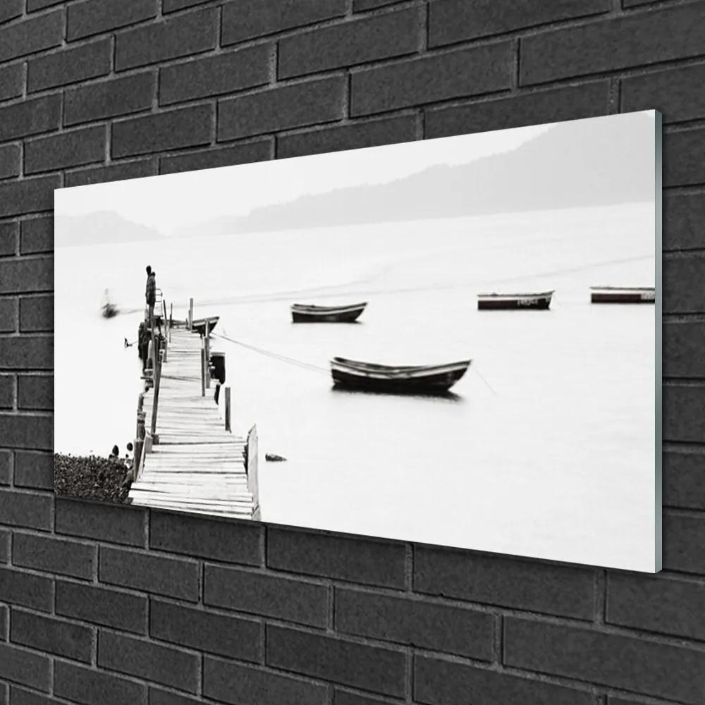 Obraz na skle Most Loďky Architektura 120x60 cm