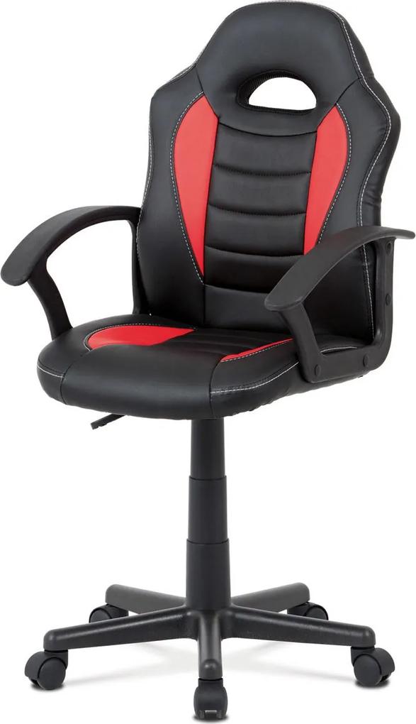 Autronic Kancelářská židle, červená-černá ekokůže, výšk. nast., kříž plast černý KA-V107 RED
