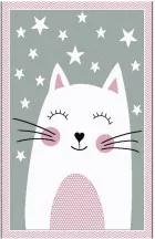 Kusový koberec Kiddo F0132 pink - kočička růžová Růžová, Šedá, Rozměr 160x230 cm Vopi