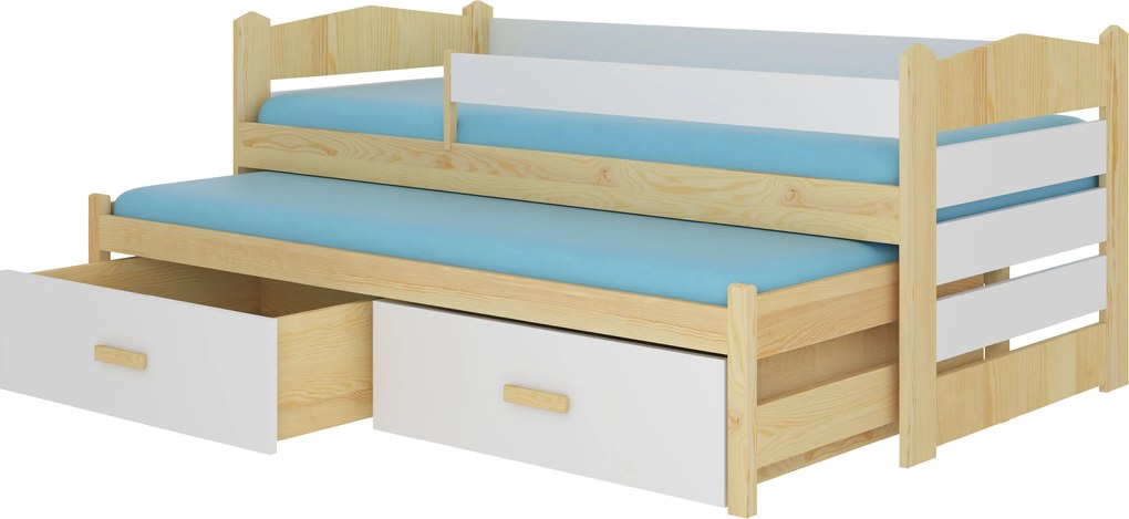ADRK Furniture Postel dvojitá s bariérou TIARRO 200x90 CH-Tia-PINEN+W-206-E1400