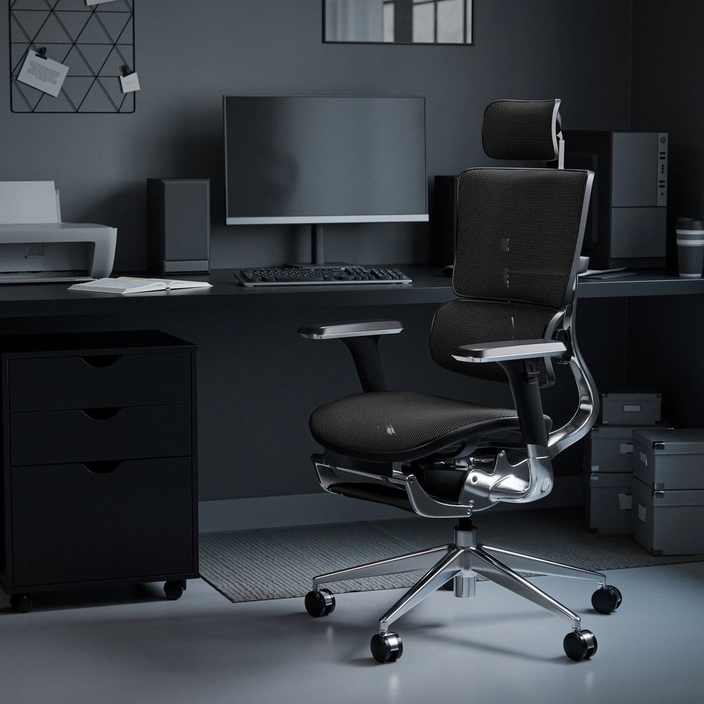 Ergonomická kancelářská židle s podnožkou Normal Size, černá: Diablo V-Master