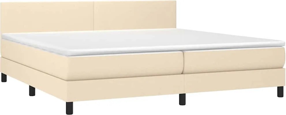 Box spring postel s matrací a LED krémová 200x200 cm textil 3133026