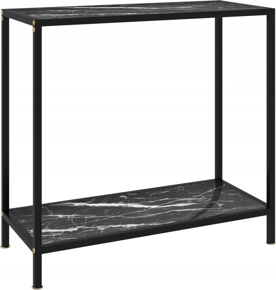Fionshop 263732413 Konzolový stolek černý 80 x 35 x 75 cm tvrzené sklo