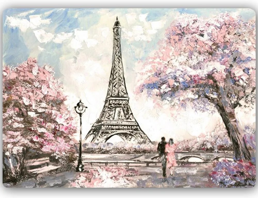 CARO Kovový obraz - Spring In Paris 40x30 cm