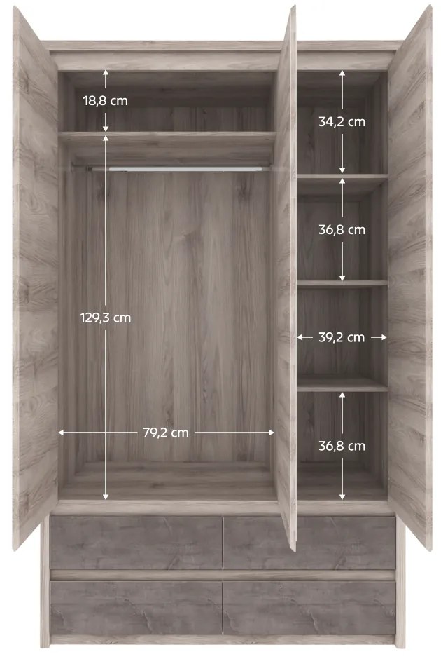 Skříň se zrcadlem 3D4S, kaštan nairobi/onyx, JESI