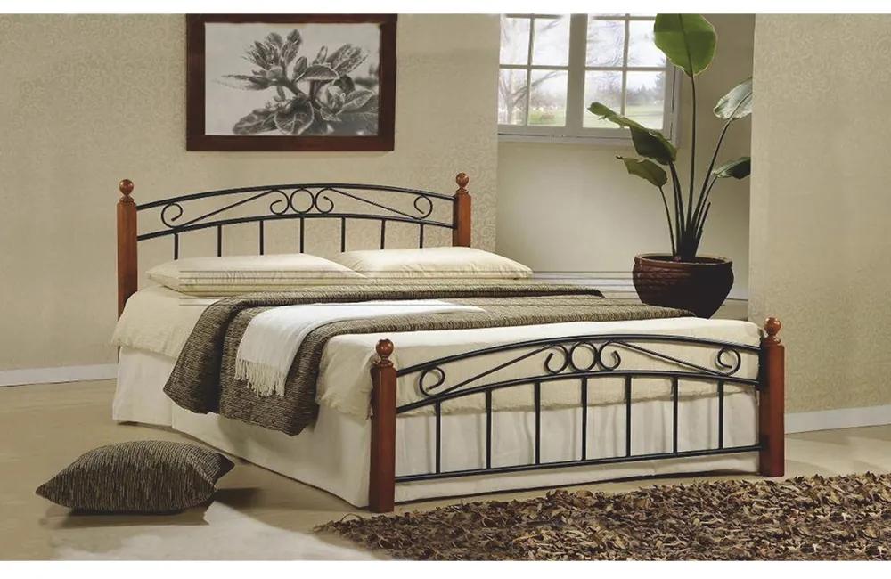 Kondela Manželská postel, třešeň/černý kov, 160x200, DOLORES