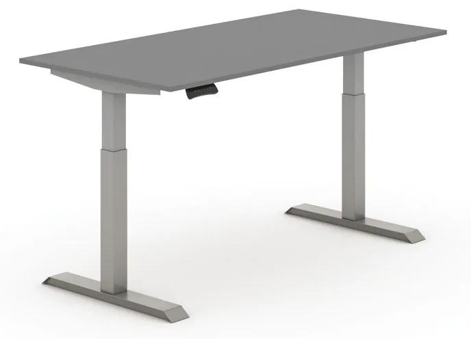 Výškově nastavitelný stůl PRIMO ADAPT, elektrický, 1600x800x625-1275 mm, grafit, šedá podnož