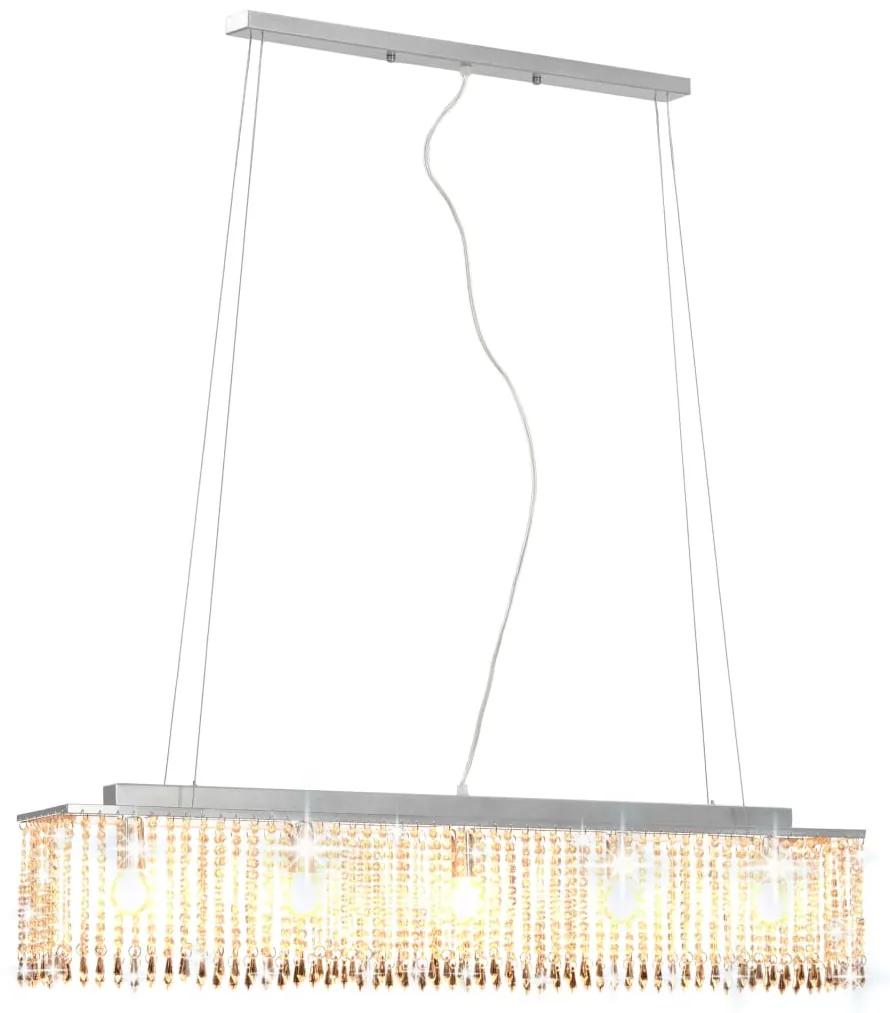 Stropní lampa s křišťálovými korálky stříbrná 104 cm E14 - Default Title