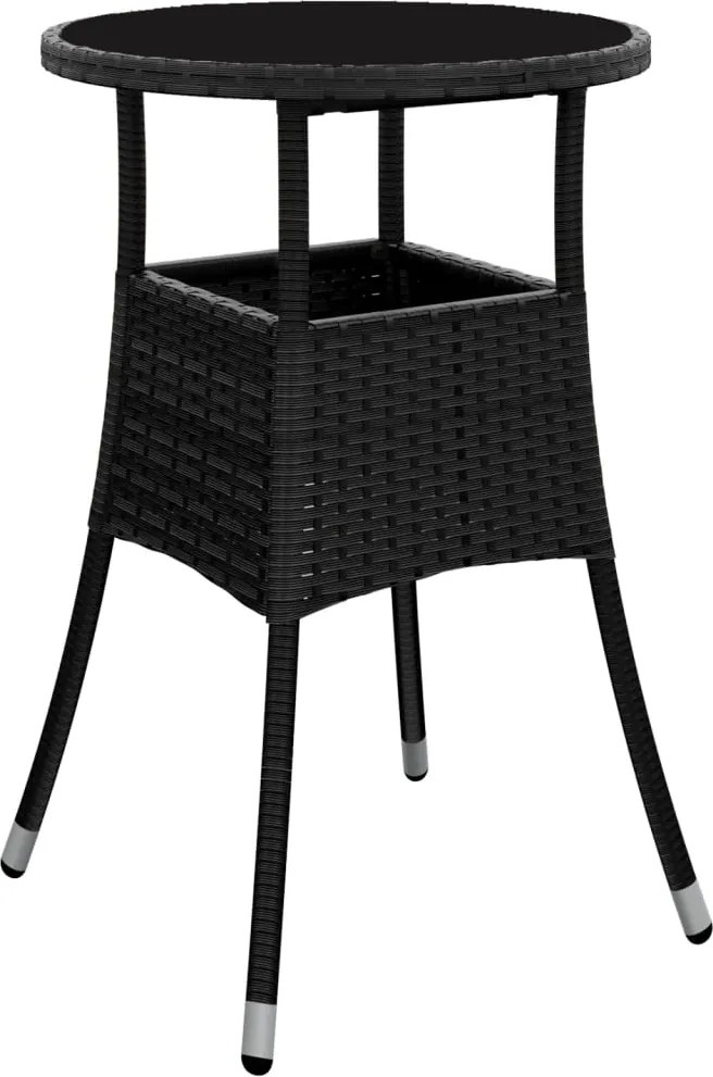 5dílný zahradní bistro set s poduškami černý polyratan 3187415