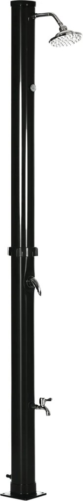 Outsunny 20L Zahradní solární sprcha s kulovou sprchovou hlavicí a horkou vodou - max. 60℃ a nožní sprcha pro bazén, patio a pláž, rozměry 15.5x15.5x2