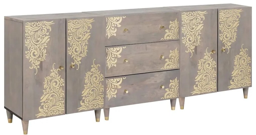 Sada koupelnových skříněk 3 ks 180 x 33 x 75 cm Šedá a zlatá 3310152