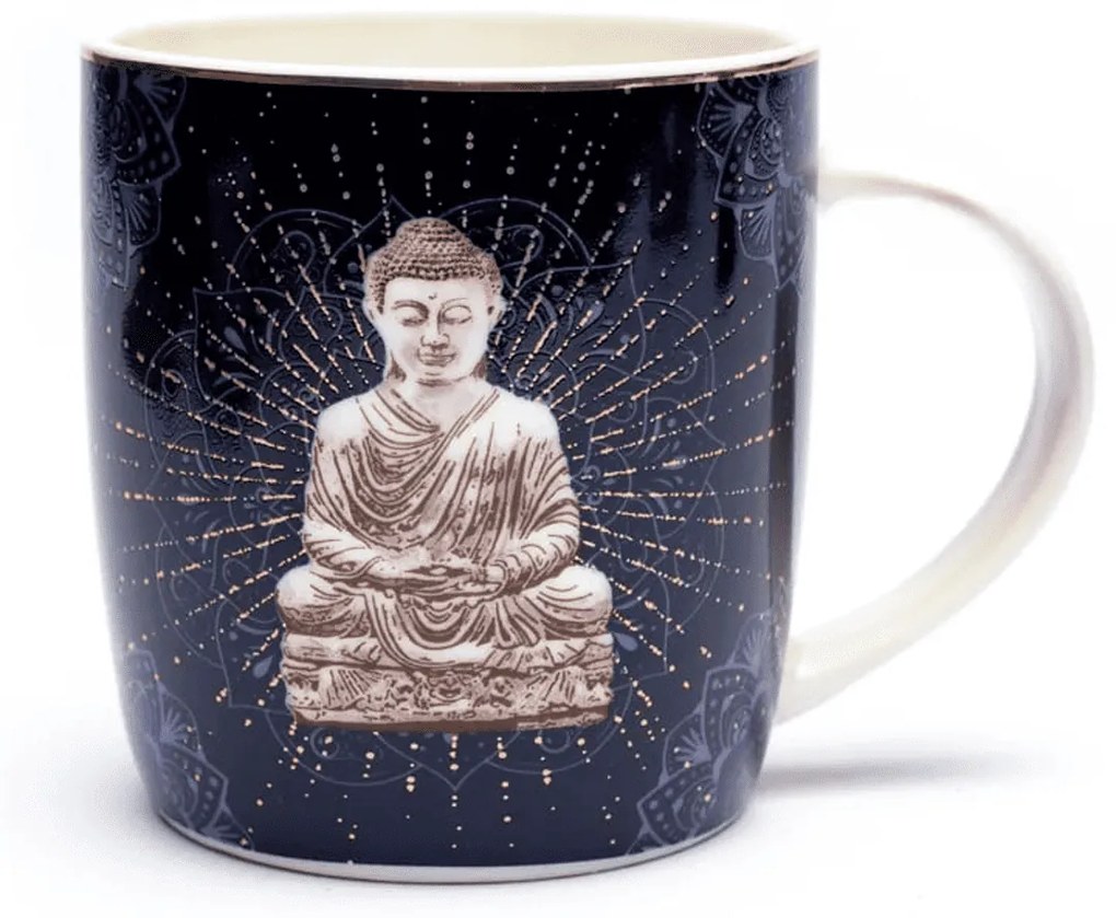 Milujeme Kameny Hrnek s víčkem a sítkem - Buddha - porcelán