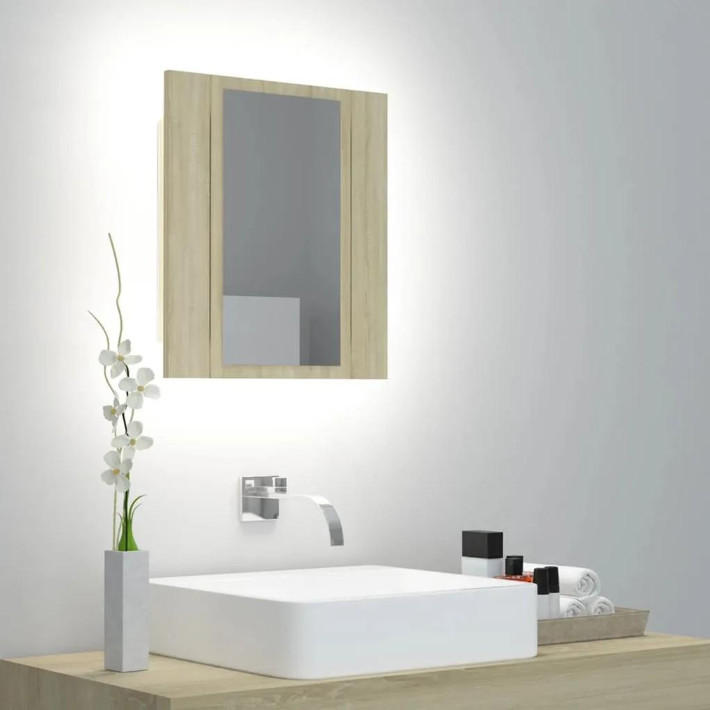 LED koupelnová skříňka se zrcadlem dub sonoma 40x12x45 cm akryl - Default Title
