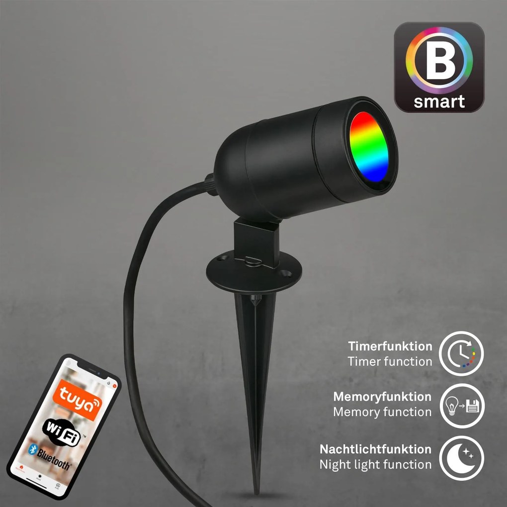 BRILO 3674-015 LED zahradní bodové svítidlo, 12 cm, 4,4 W, 380 lm, černá - BRILO