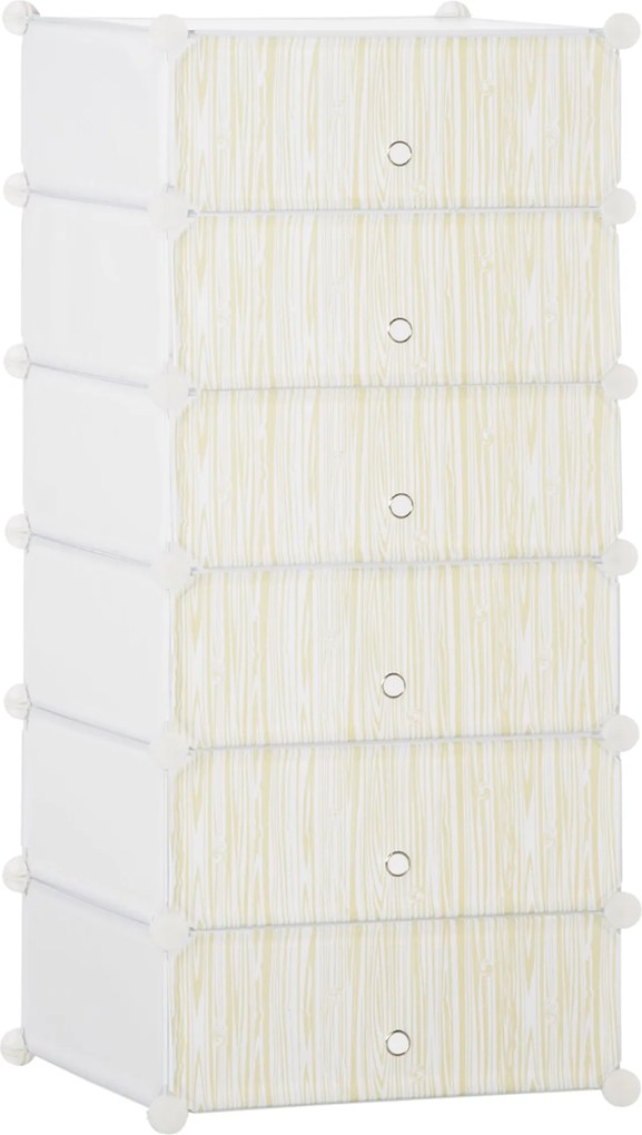 HOMCOM Plastový Stojan na Boty pro 6 Párů Obuvní Box do Předsíně, DIY Stohovatelné Regály Bílý 49 x 36,5 x 108 cm | Aosom