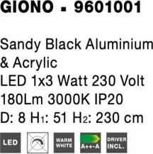 Závěsné LED svítidlo NOVA LUCE GIONO 3W 3000K 9601001
