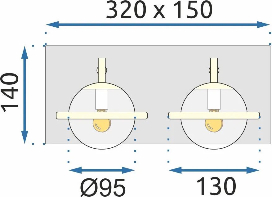 Toolight, nástěnné svítidlo 2xG9 APP1221-2W, černá-zlatá, OSW-40029