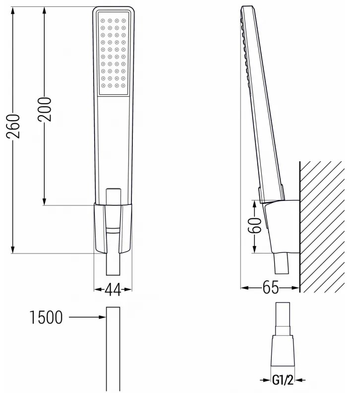 Mexen Caro R72 vanová baterie se sprchovou sadou, černá - 74663R72-70