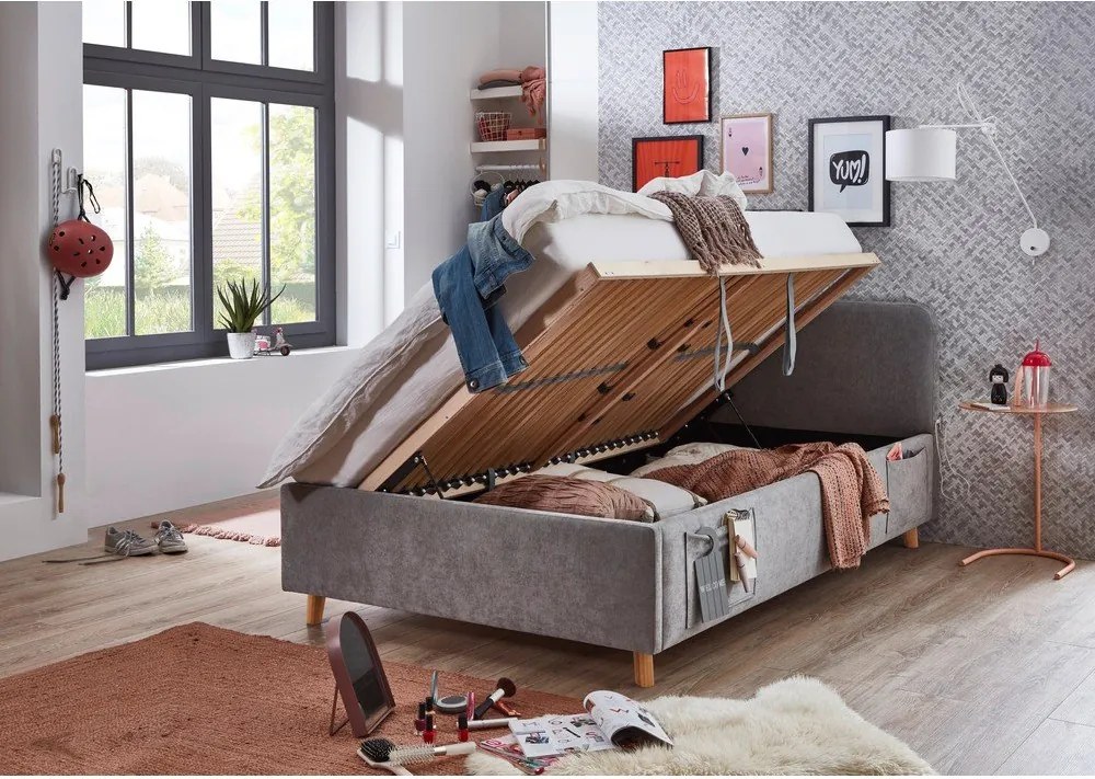 Šedá dětská postel s úložným prostorem s roštem 120x200 cm Cosy – Meise Möbel