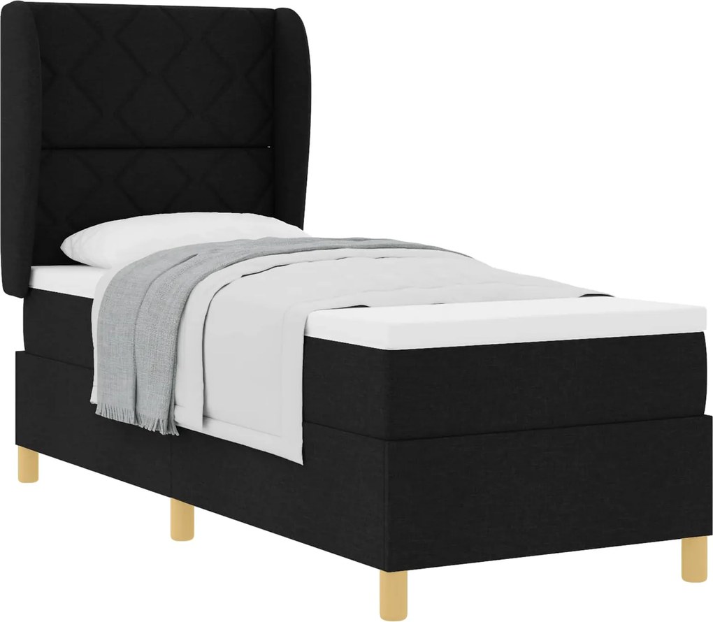 Postel s boxspringem s čelo Černý 200 x 80 cm textil 3340783