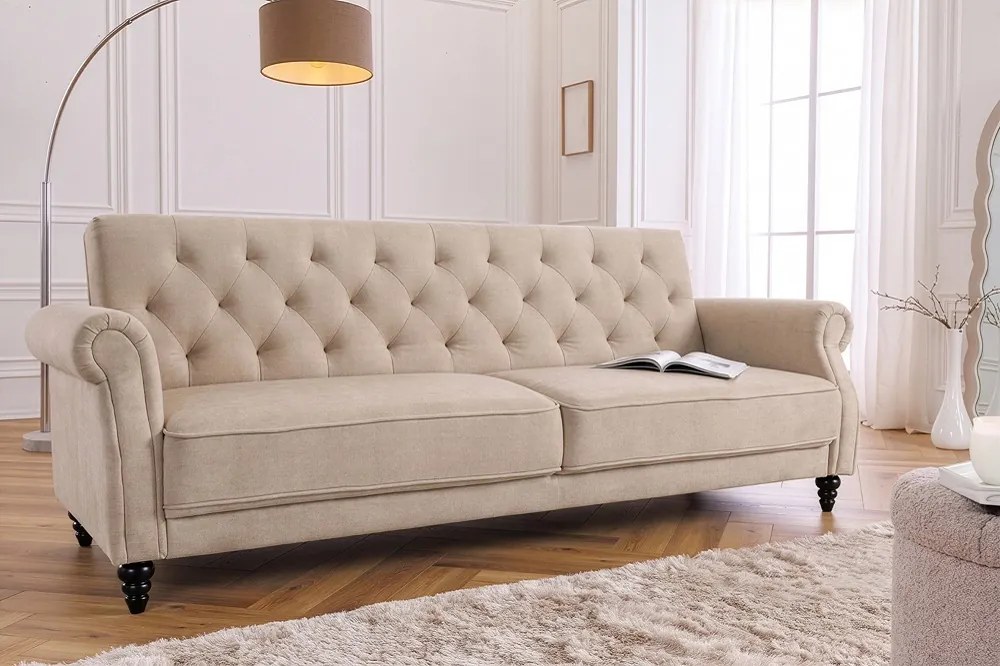 Designová rozkládací pohovka Scarlet 220 cm šampaňský samet