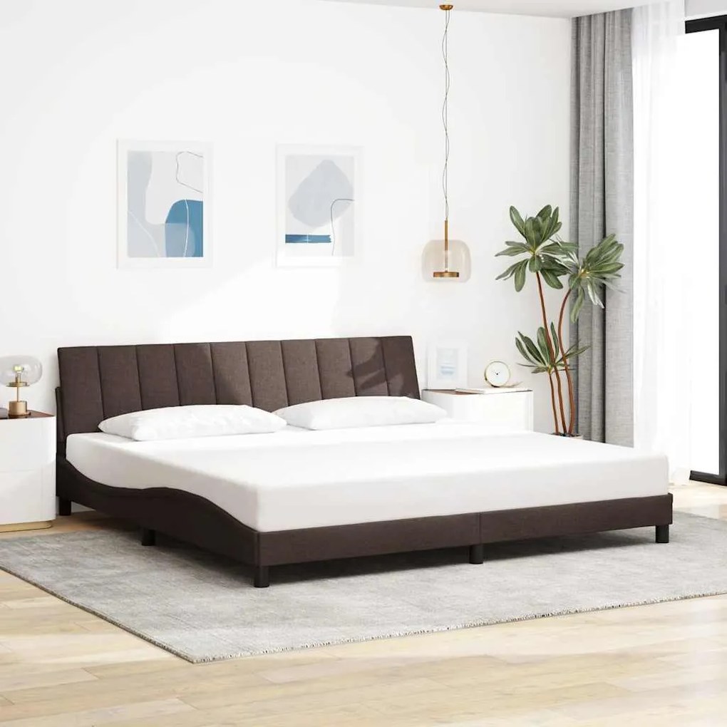 Rám postele bez matrace Hanko tmavě hnědý 200 x 200 cm textil 3310415