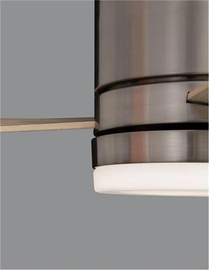 NV 9953016 Stropní ventilátor se světlem SATIN broušený nikl ocel a sklo dřevěné listy 5 rychlostí 35W LED 18W 3000K - NOVA LUCE