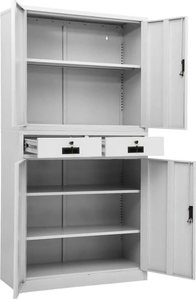 vidaXL Kancelářská skříň 90 x 40 x 180 cm ocel [336418] Barva: světle šedá