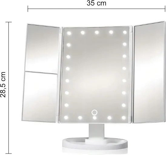 VERK Třípanelové zrcadlo s LED Dot osvětlením