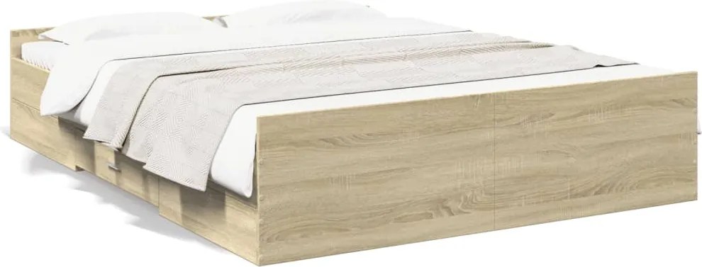 Rám postele se zásuvkami dub sonoma 140x200 cm kompozitní dřevo 3280295