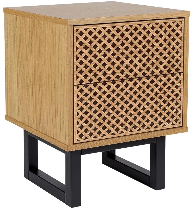 OnaDnes -20% Vzorovaný dubový noční stolek Woodman Camden s březovou podnoží 40 x 40 cm